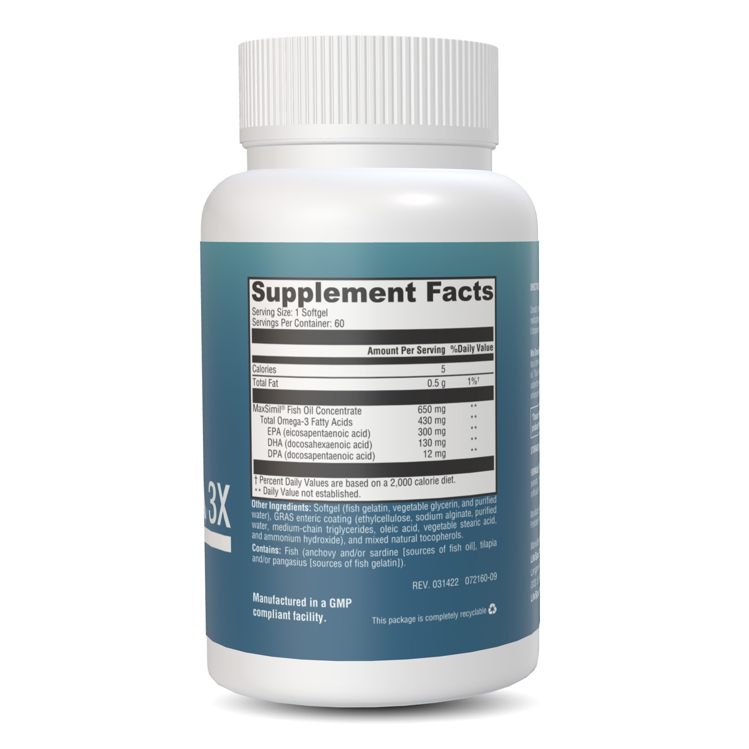 Mini Omega 3x Fish Oil Softgels - Dr. John Douillard's LifeSpa